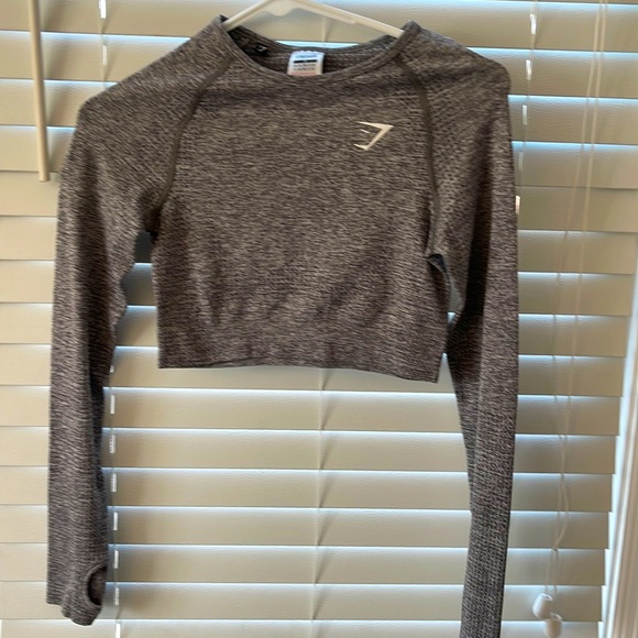 Gymshark | Tops | Gym Shark Long Sleeve Cropped Workout Top | Poshmark